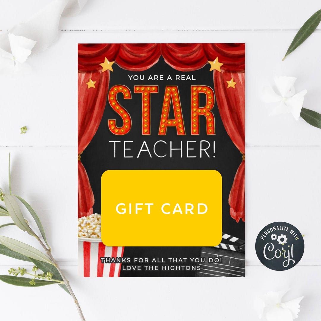 Teacher Appreciation Movie Gift Card Holder Template, Printable You Are ...