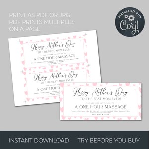 Editable Mother's Day Gift Certificate Template, Printable Love Hearts ...