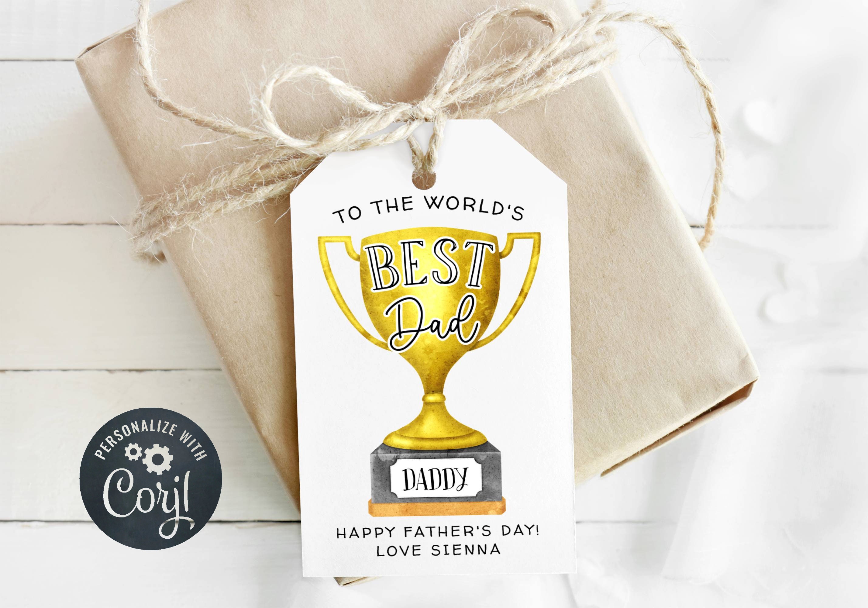 World's Best Dad Trophy Gift Tag Template Printable - Etsy Canada