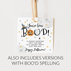 Halloween You've Been Booed Square Favor Tag Template, Printable Trick ...