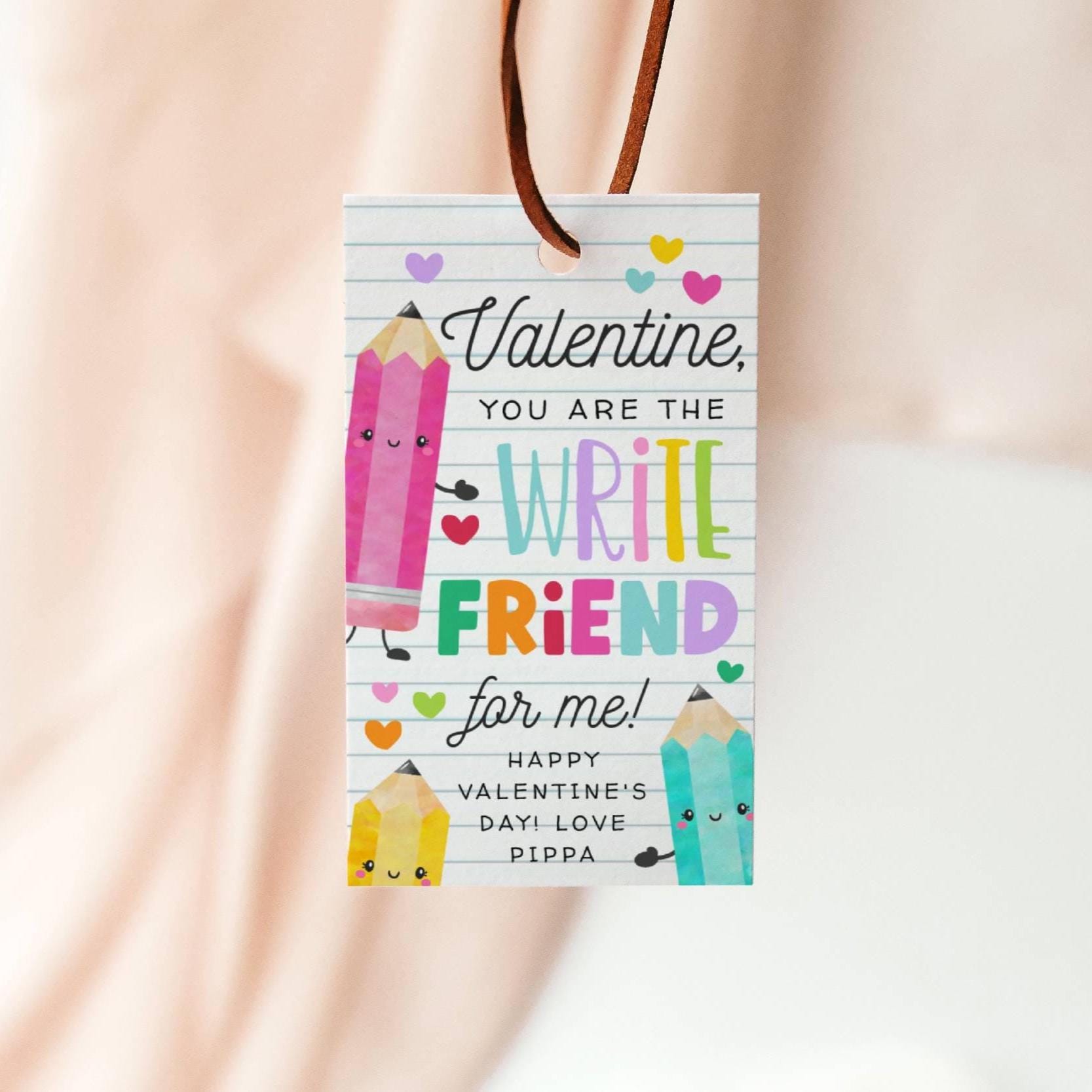 Valentine's Day Pencil Gift Tag Template, Printable You Are the Write ...
