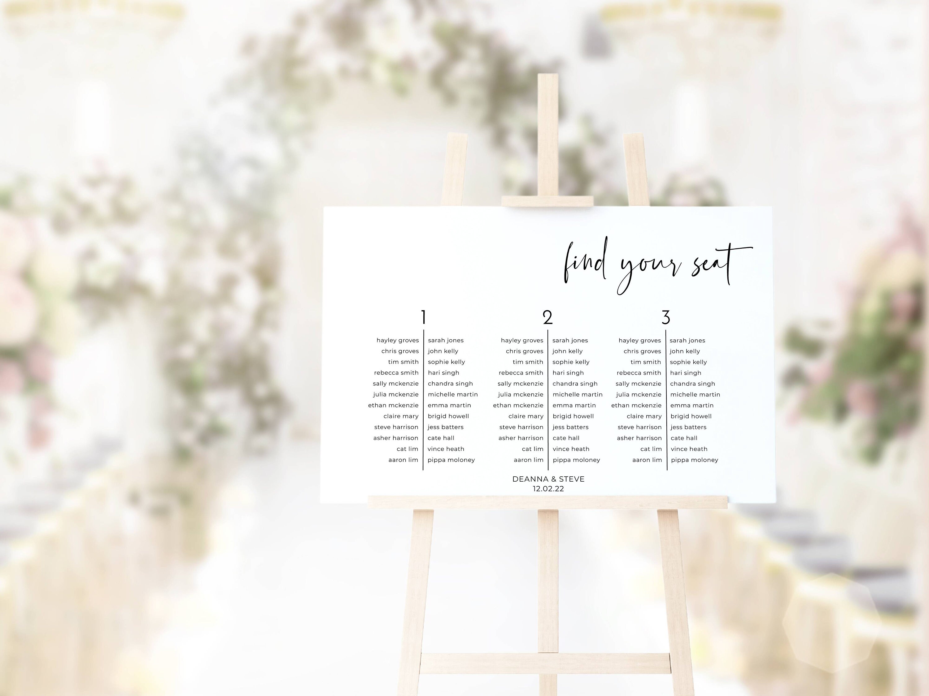 Modern Wedding Banquet Seating Chart Template Printable Long | Etsy