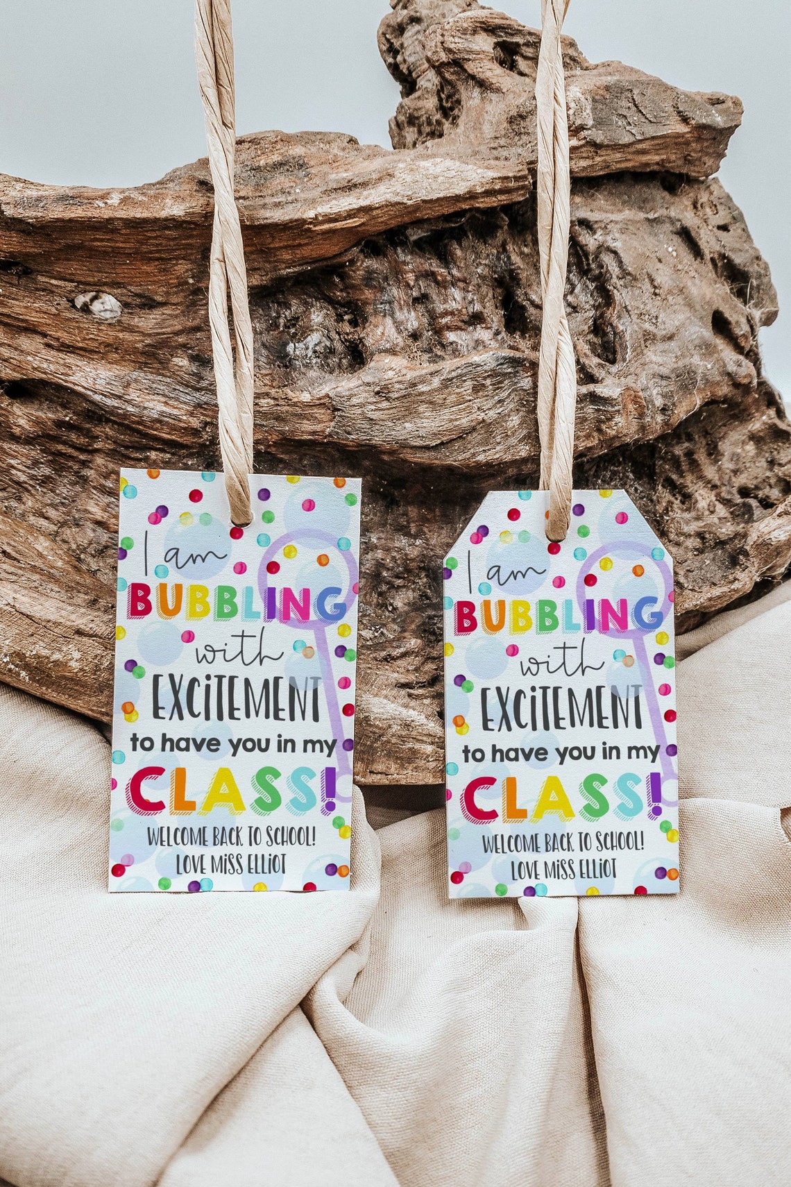 Back to School Bubbles Gift Tag Template, Printable Favors, Editable ...