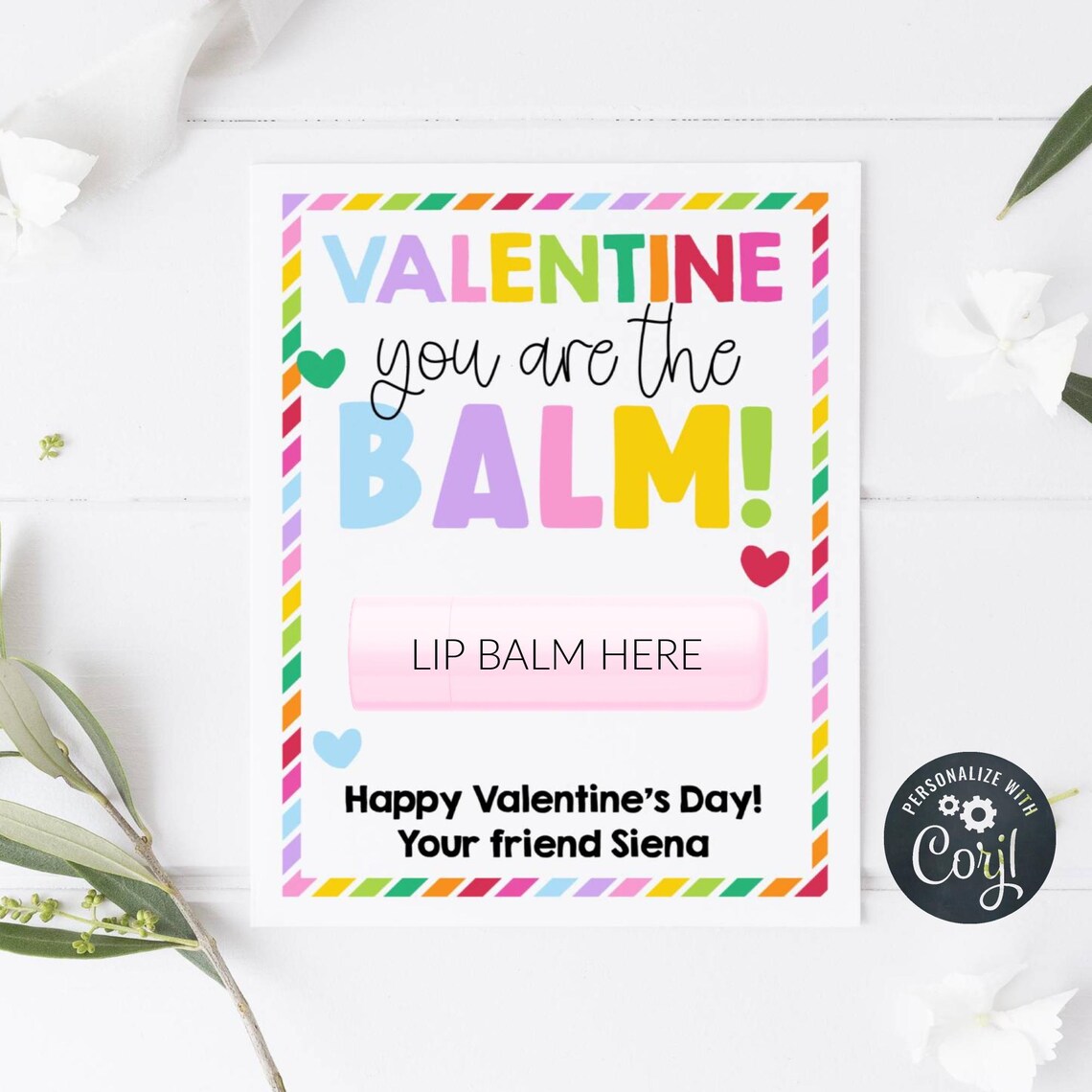 Lip Balm Valentine's Day Card Template, Printable You're the Balm ...