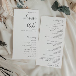 Minimalist Script Wedding Program Template Printable Modern - Etsy