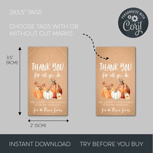 Printable Thanksgiving Teacher Tag Template, Fall Teacher Appreciation ...