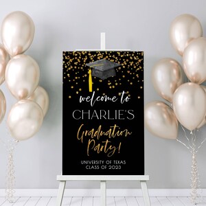 Graduation Welcome Sign Template, Printable Modern Confetti Graduate ...
