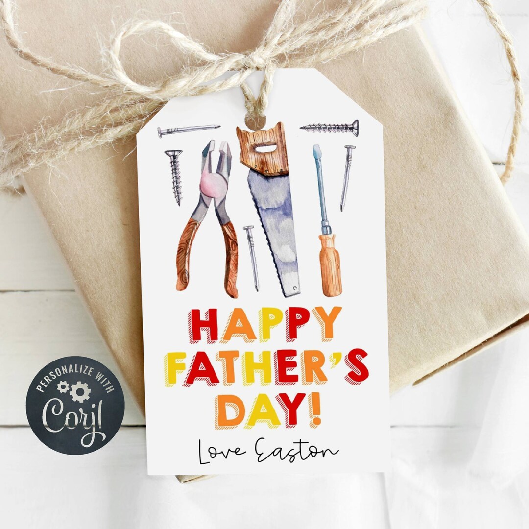 Happy Father's Day Gift Tag Template, Printable Tools Toolbox Favor Tag ...