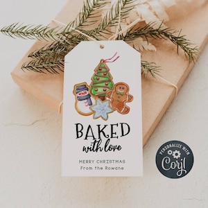 Baked With Love Editable Tag Template, Christmas Favor Tag Printable ...