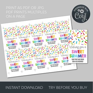 Have A Sweet Summer Gift Tag Template, Printable Sprinkles End of ...