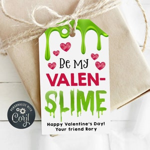Be My Valen-slime Gift Tag Template, Printable Valentine's Day Slime ...