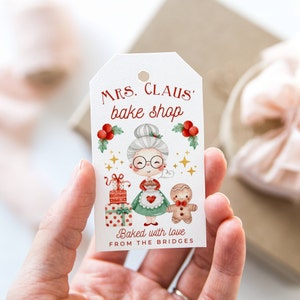 Mrs. Claus' Bake Shop Christmas Gift Tag Template, Printable Baked With ...