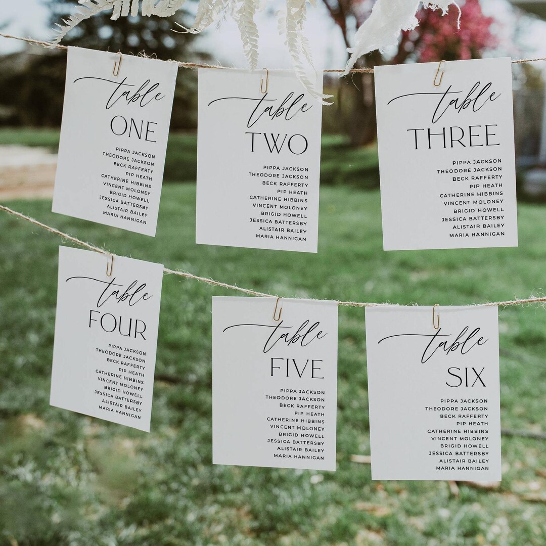 Minimalist Wedding Seating Chart Template, Printable Modern Elegant ...