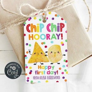 First Day of School Chips Gift Tag Template, Printable Chip Chip Hooray ...