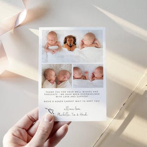 Twin Babies Birth Announcement Template, Printable Newborn Cards With ...