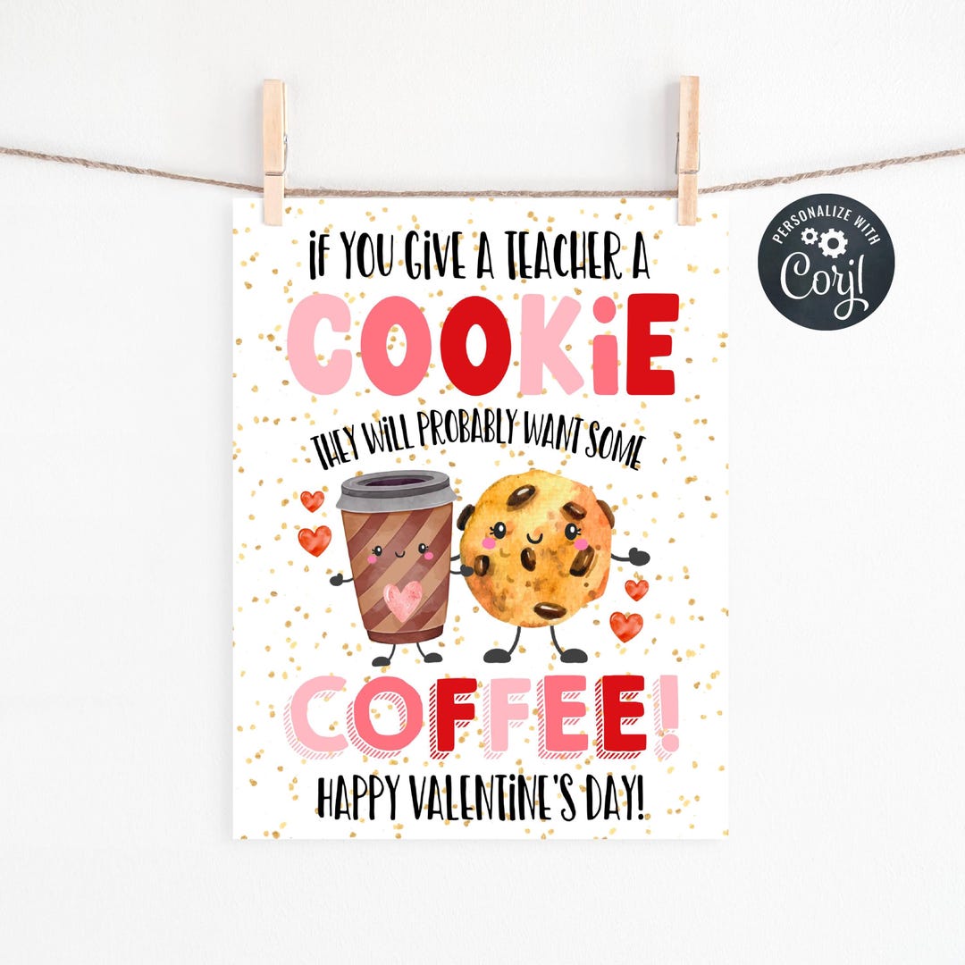Valentine's Day Teacher Appreciation Sign Template, Printable Coffee ...