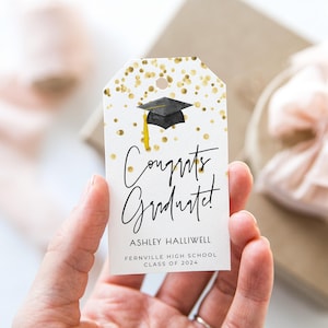 Graduation Thank You Favor Tag Template, Printable Confetti Modern Grad ...