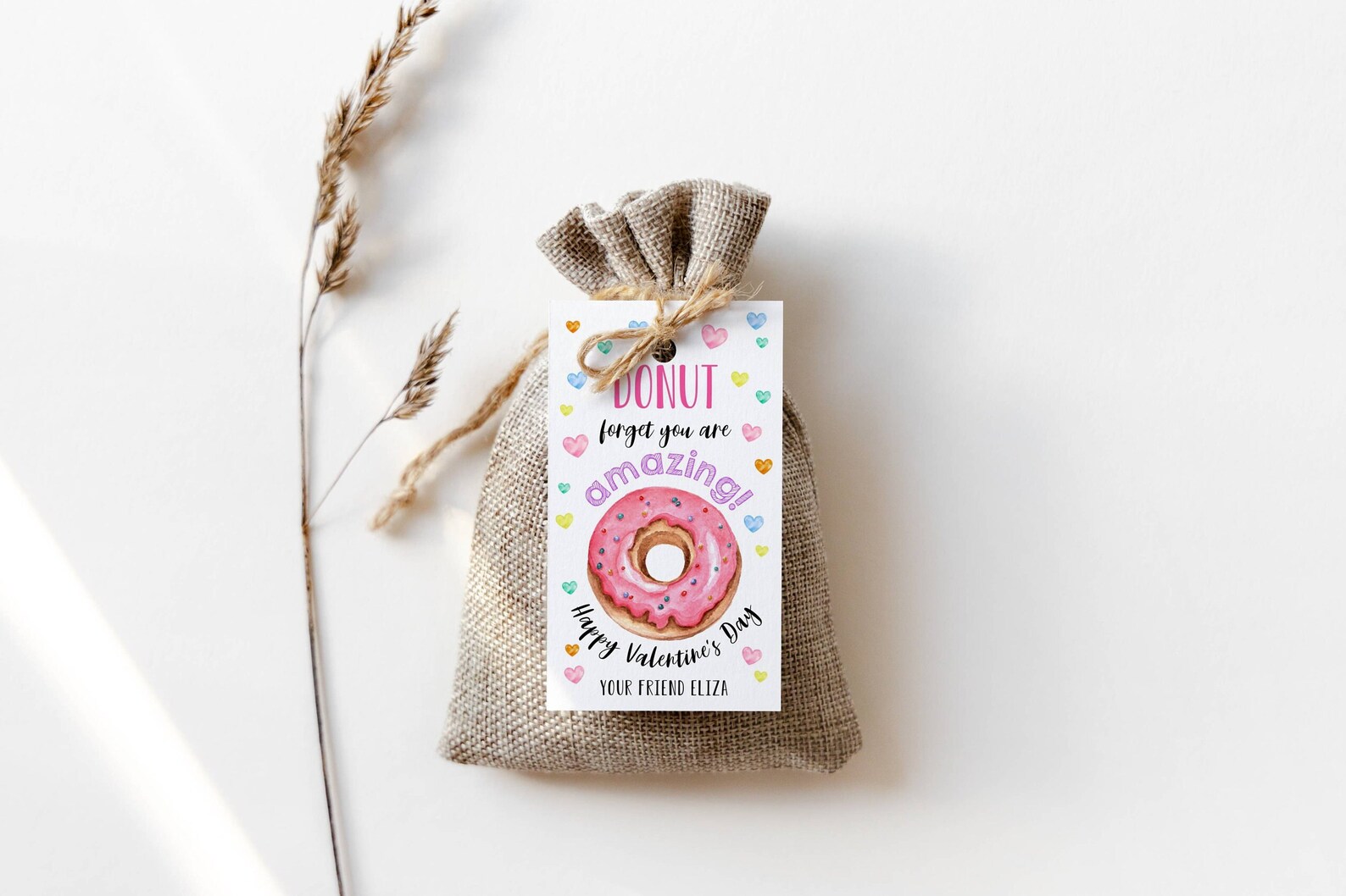 Donut Valentine's Day Gift Tag Template Printable Donut | Etsy