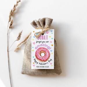 Donut Valentine's Day Gift Tag Template Printable Donut | Etsy