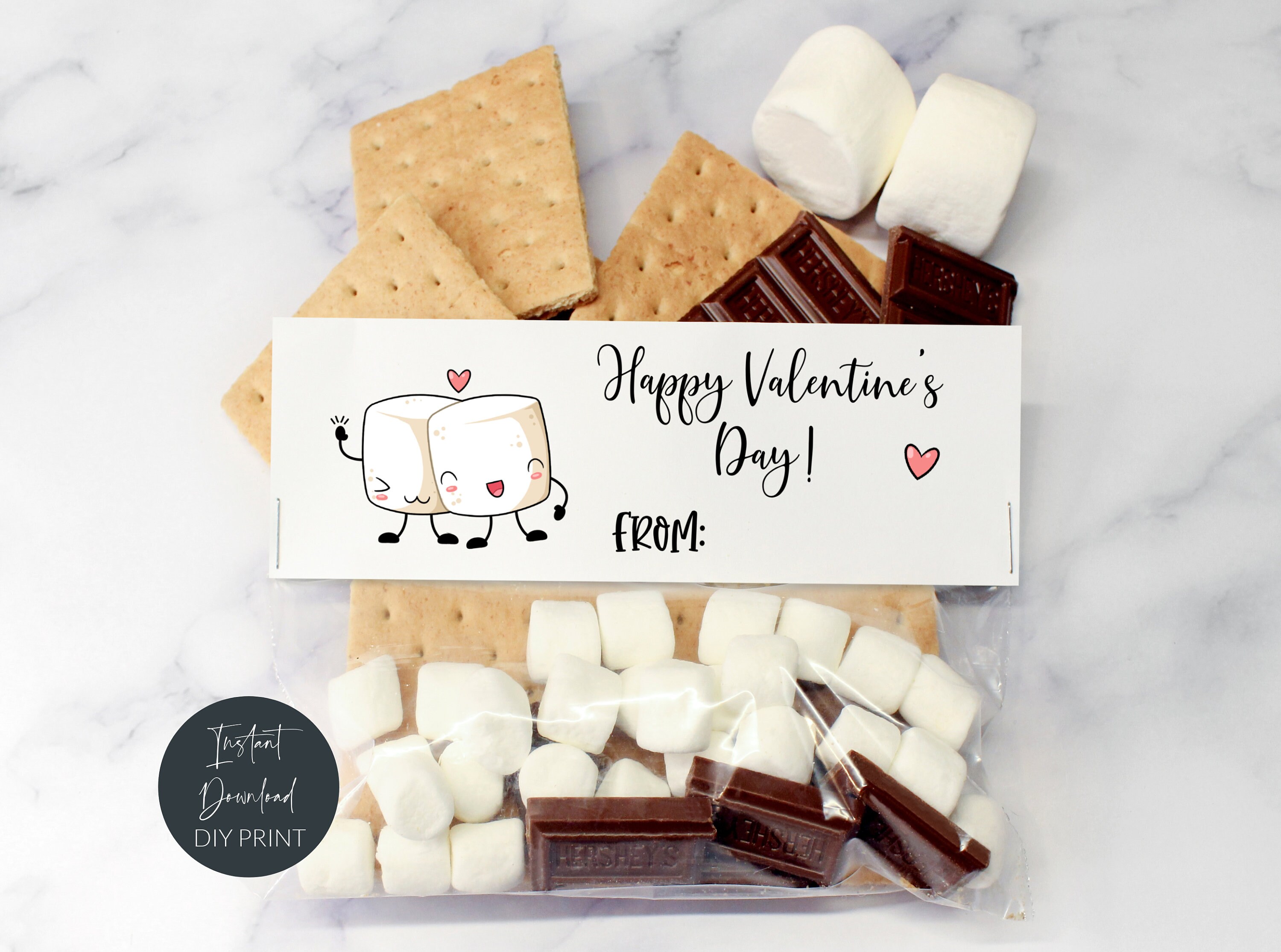 S'mores Valentine's Day Treat Bag Toppers Printable | Etsy