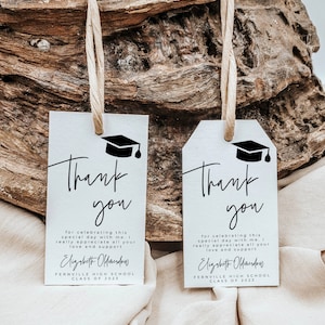 Modern Graduation Thank You Favor Tag Template, Printable Minimal Grad ...