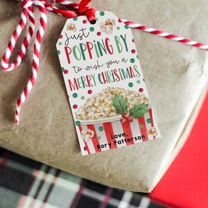 Christmas Popcorn Gift Tag Template, Printable Just Popping by Holiday ...
