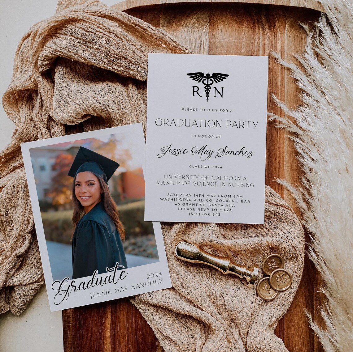 Nurse Graduation Party Invitation Template, Printable RN Photo Graduate ...