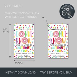 Donut Appreciation Gift Tag Template, Printable Donut Know What We ...