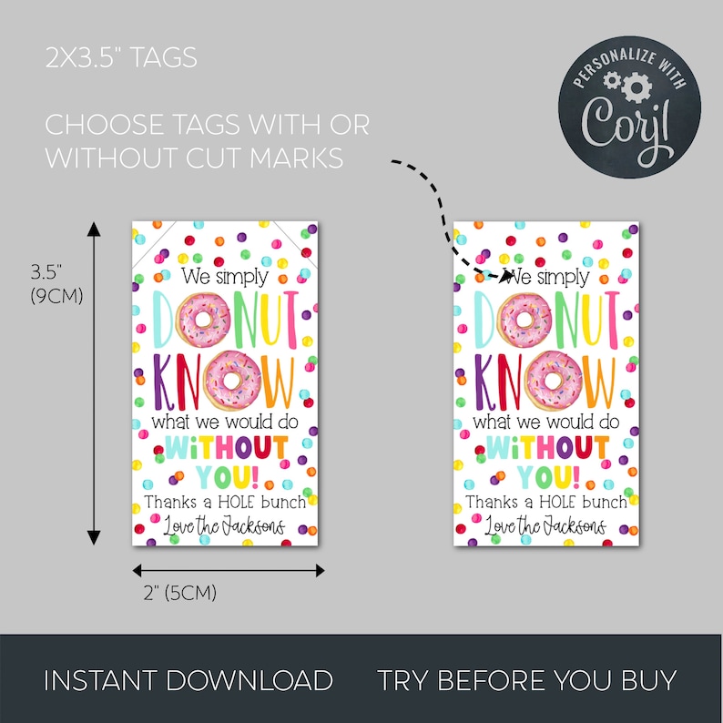 Donut Appreciation Gift Tag Template, Printable Donut Know What We ...