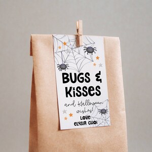 Bugs & Kisses Halloween Gift Tag Template, Printable Halloween Wishes ...