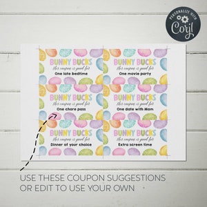 Printable Easter Coupon Template, Editable Kids Bunny Bucks, Easter Egg ...