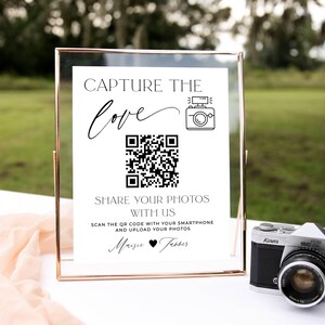 Minimalist Wedding Capture the Love Sign Template, Printable Modern QR ...