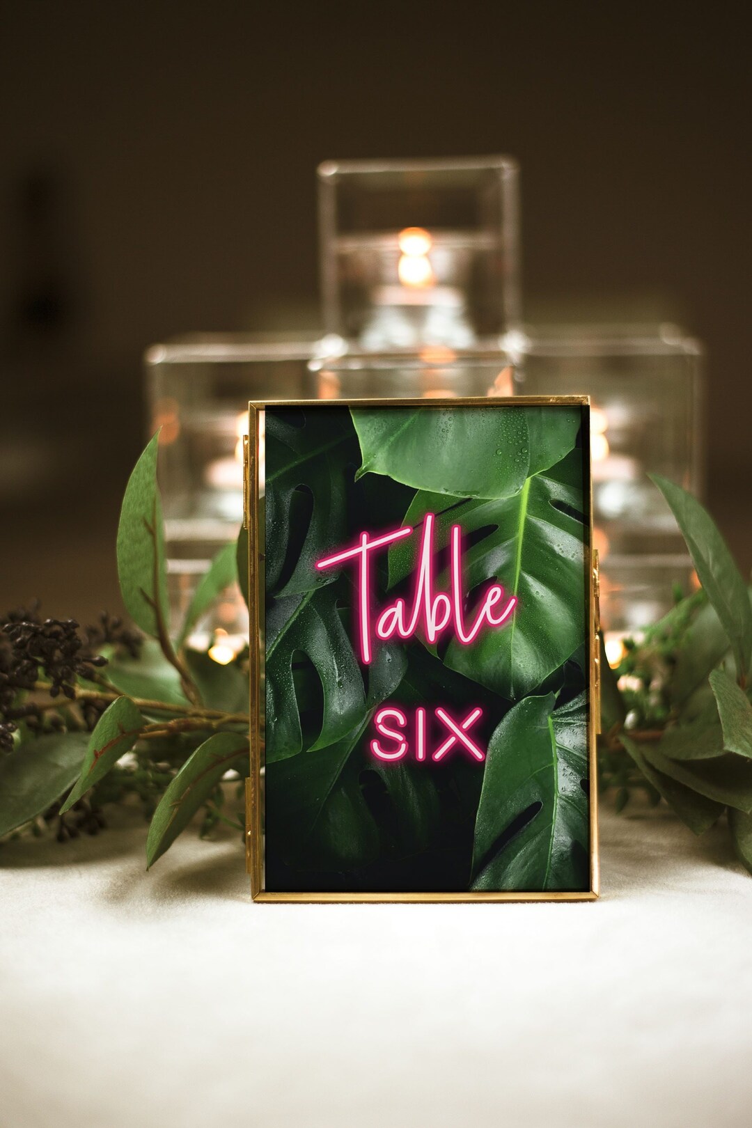Neon Tropical Table Number Template Printable Destination - Etsy