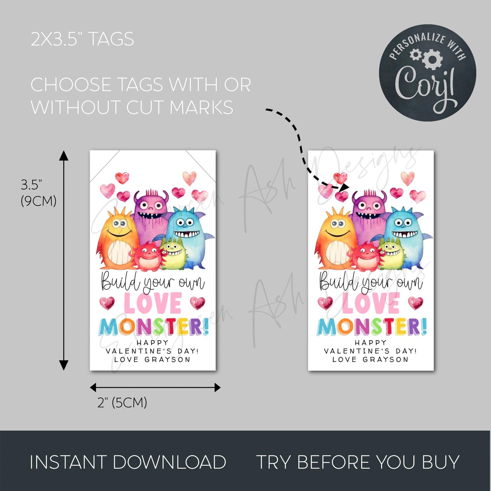 Build Your Own Monster Valentine's Day Gift Tag Template, Printable ...