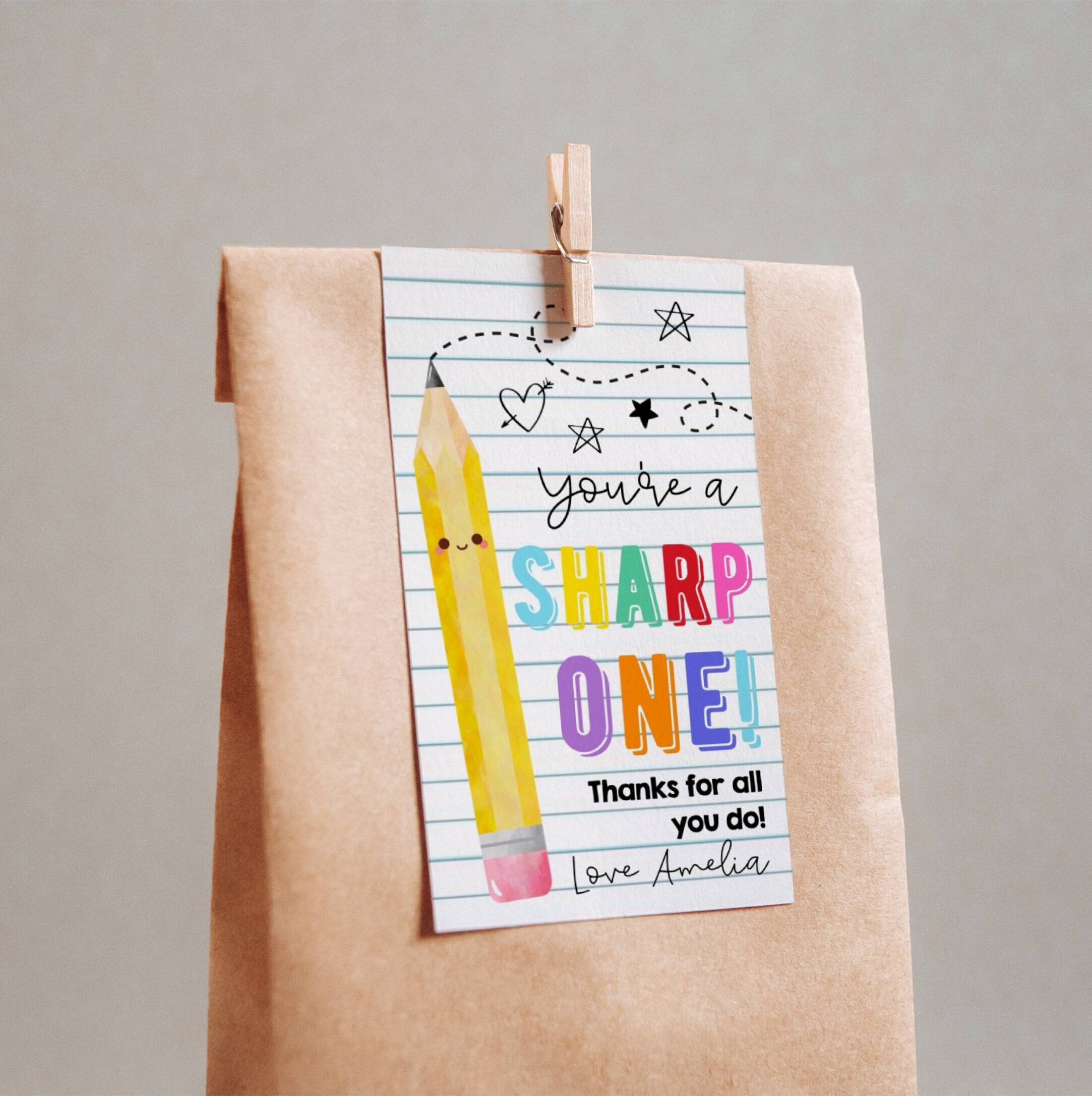 Teacher Appreciation Pencil Gift Tag Template, Printable You're A Sharp ...