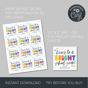 Here's to A Bright School Year Gift Tag Template, Printable Back to ...