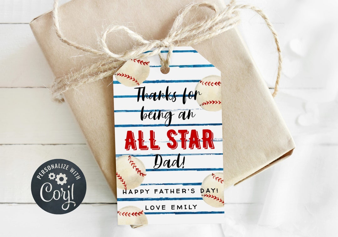 Father's Day Gift Tag Template Printable Baseball All - Etsy