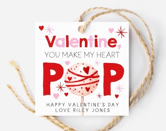 Editable Cake Pop Valentine Tag Printable - Instant Download, Instantly ...