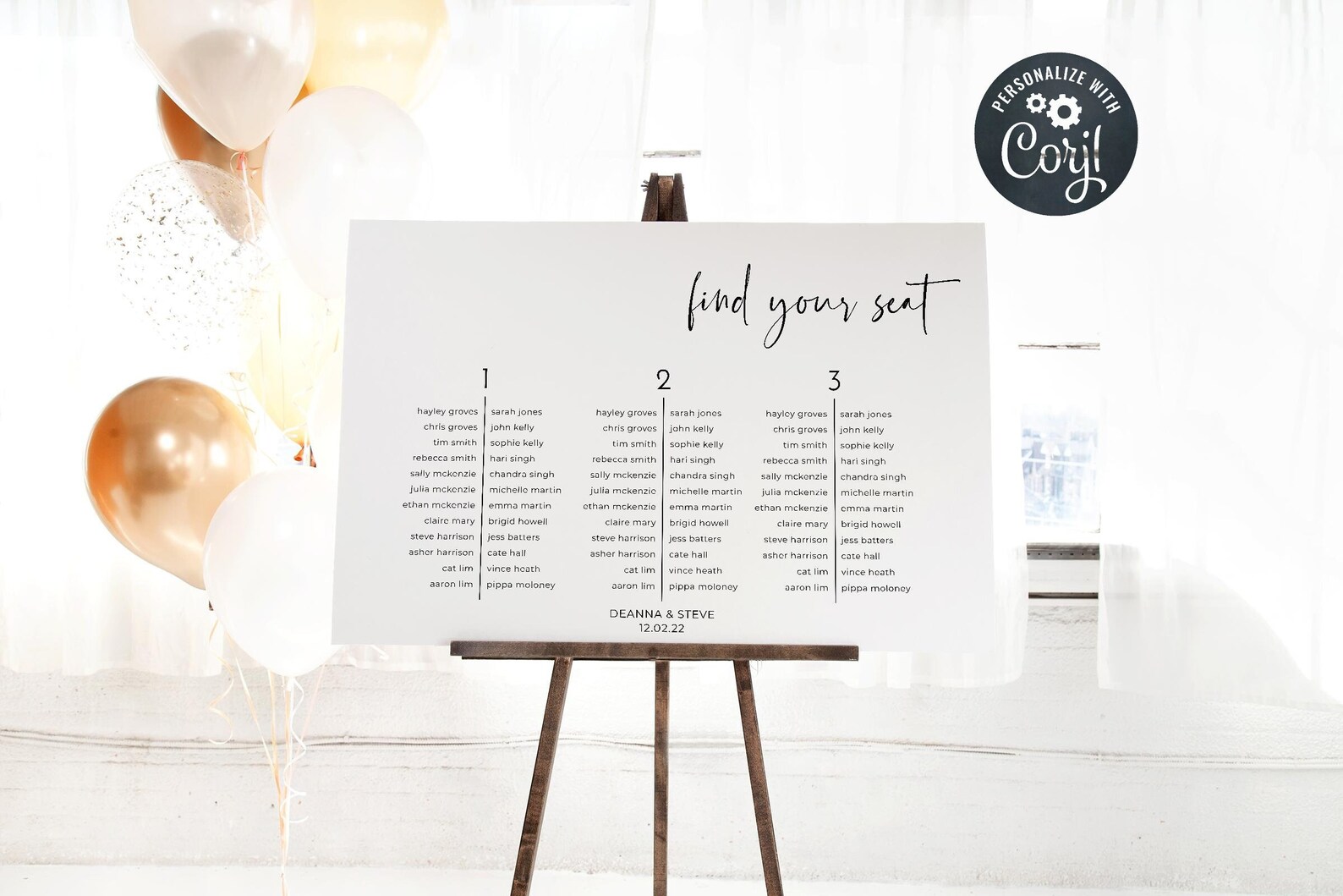 Modern Wedding Banquet Seating Chart Template Printable Long - Etsy