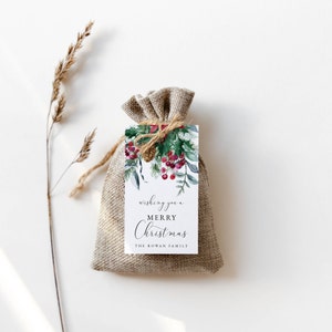 Editable Christmas Favor Tag Template, Printable Holiday Party Gift Tag ...