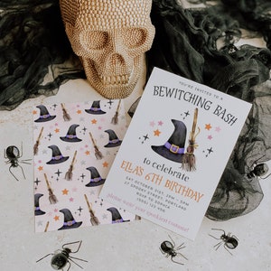 Bewitching Bash Halloween Birthday Invitation Template, Printable Witch ...