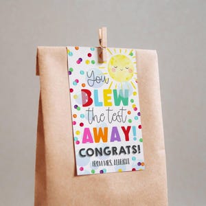 You Blew the Test Away Gift Tag Template, Printable Bubbles Testing Day ...