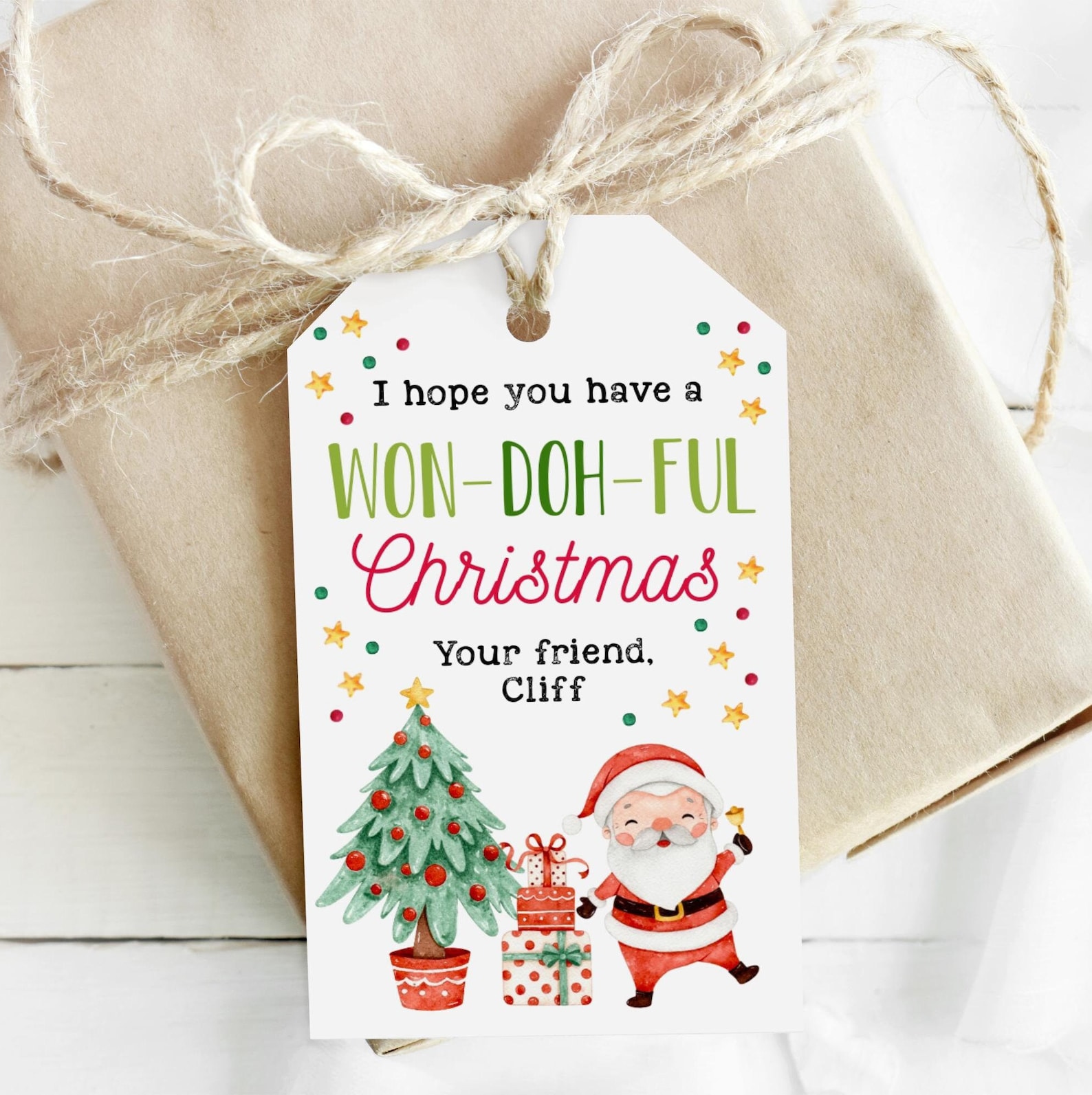 Won-doh-ful Christmas Gift Tag Template Printable Classroom - Etsy
