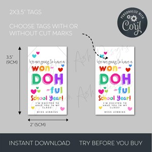Wondohful School Year Gift Tag Template, Printable First Day Playdough ...