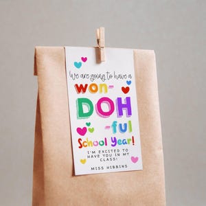 Wondohful School Year Gift Tag Template, Printable First Day Playdough ...