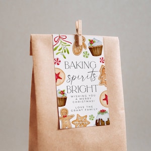 Baking Spirits Bright Christmas Gift Tag Template, Printable Holiday ...
