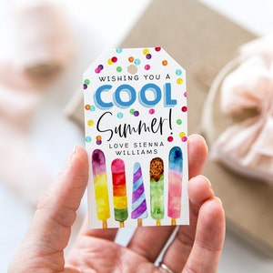 Ice Pops Gift Tag Template, Printable End of School Favor Tag, Editable ...