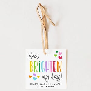 You Brighten My Day Valentine's Day Gift Tag Template, Printable ...