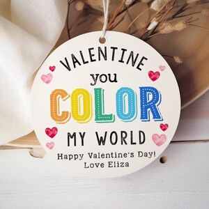 Rainbow Valentine's Day Round Gift Tag Template, Printable You Color My ...