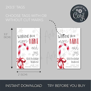Christmas Mint Gift Tag Template, Printable Wishing You Merry-mint ...